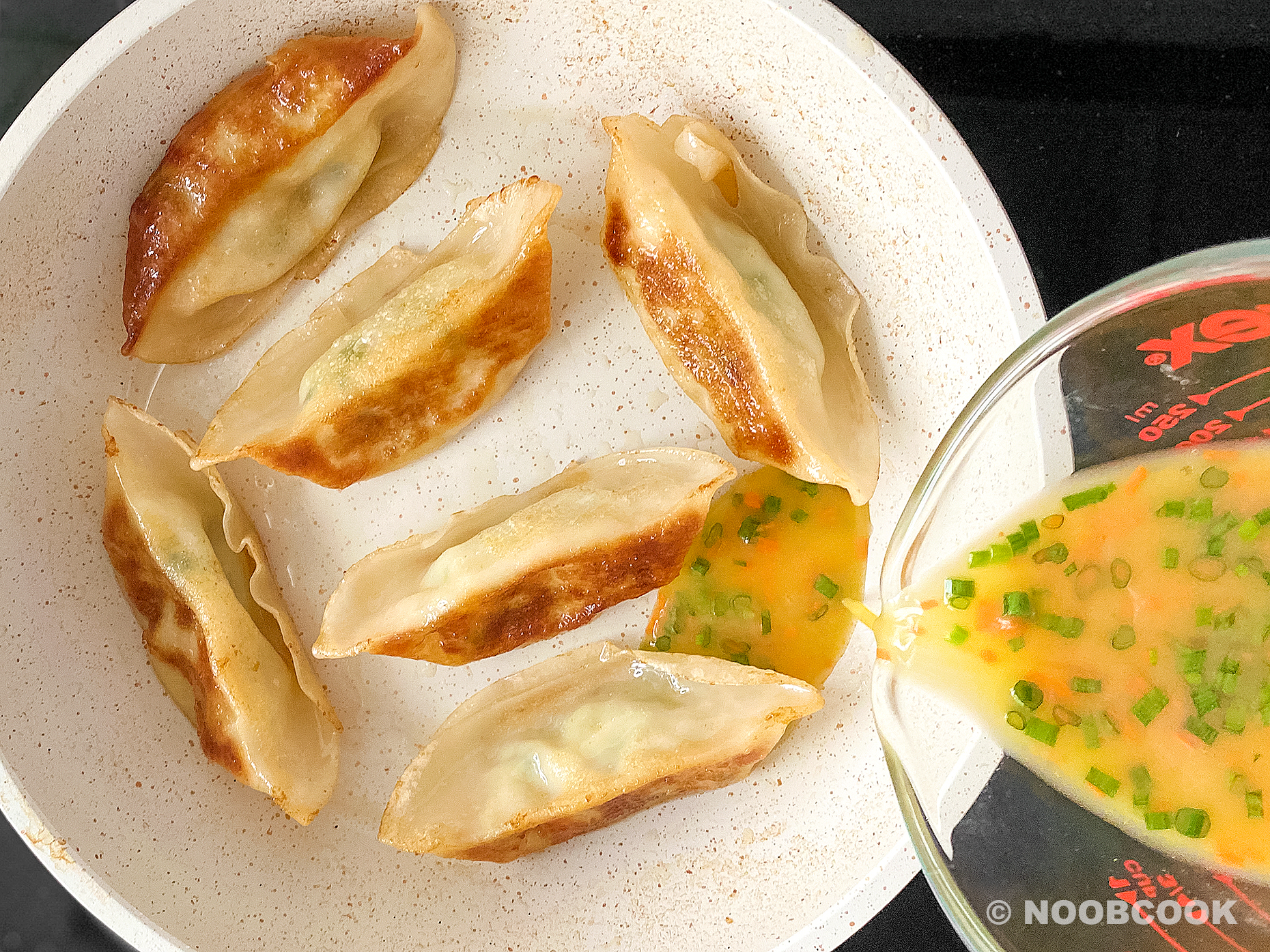 One-Pan Gyoza & Eggs Recipe | Noob Cook Recipes