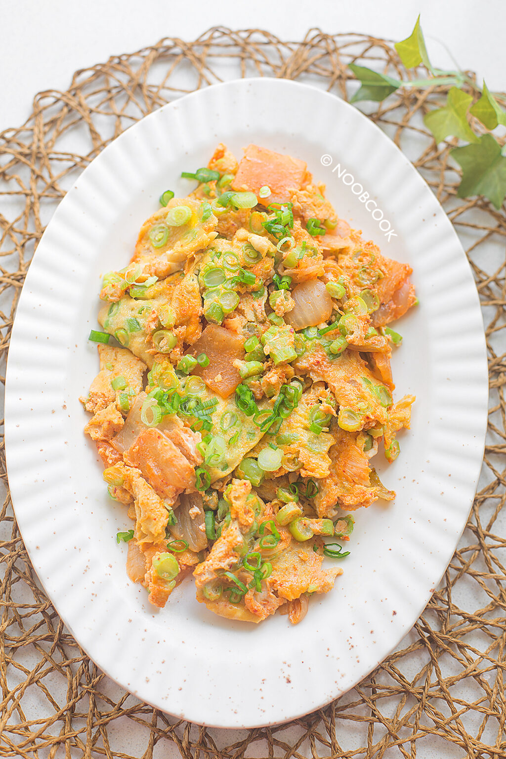 Kimchi & Green Bean Omelette Recipe | NoobCook.com