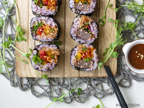 Beef Bulgogi Kimbap Recipe| Purple Rice Kimbap | Noob Cook