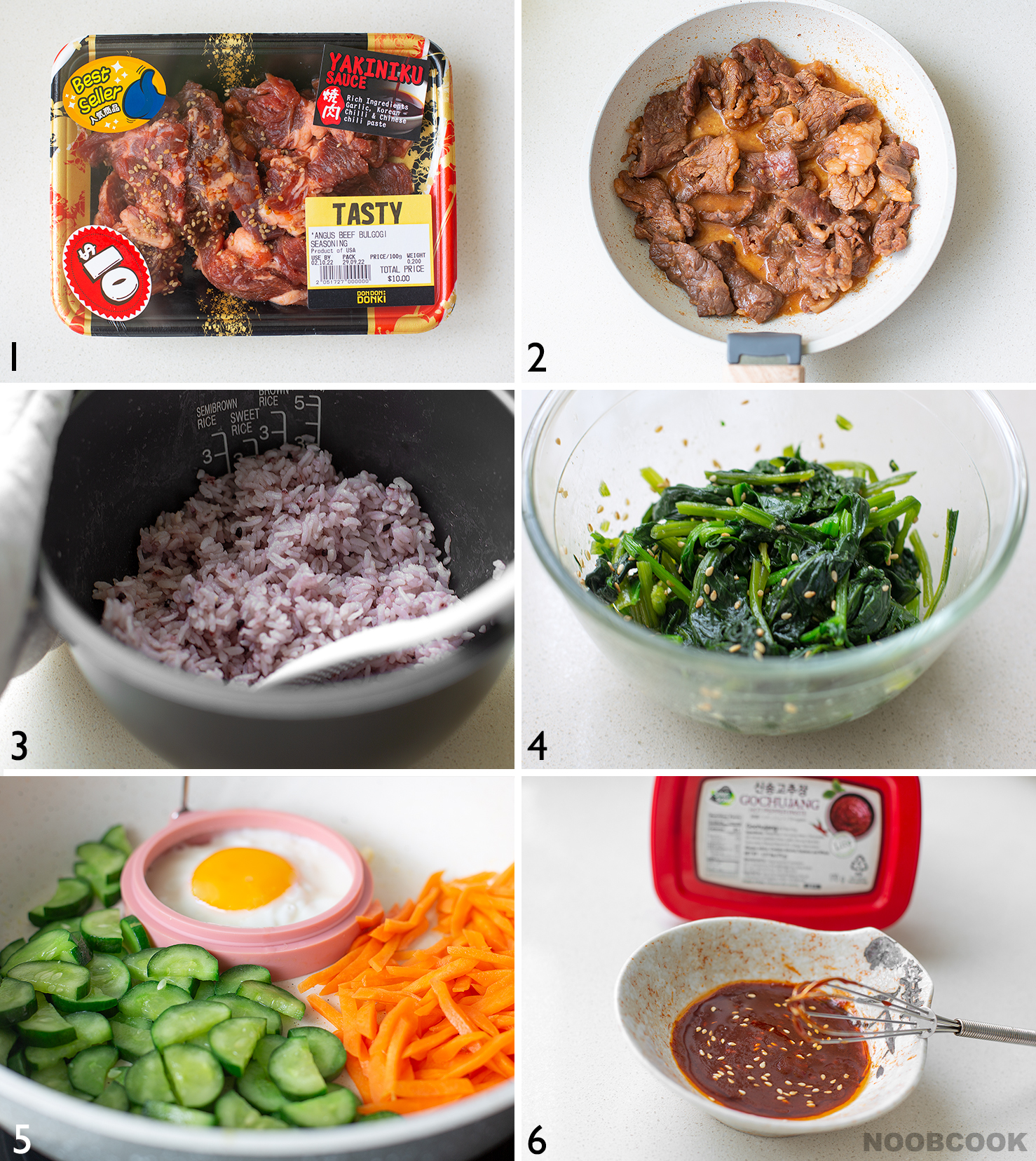 Purple Rice Bulgogi Bibimbap Recipe | NoobCook.com