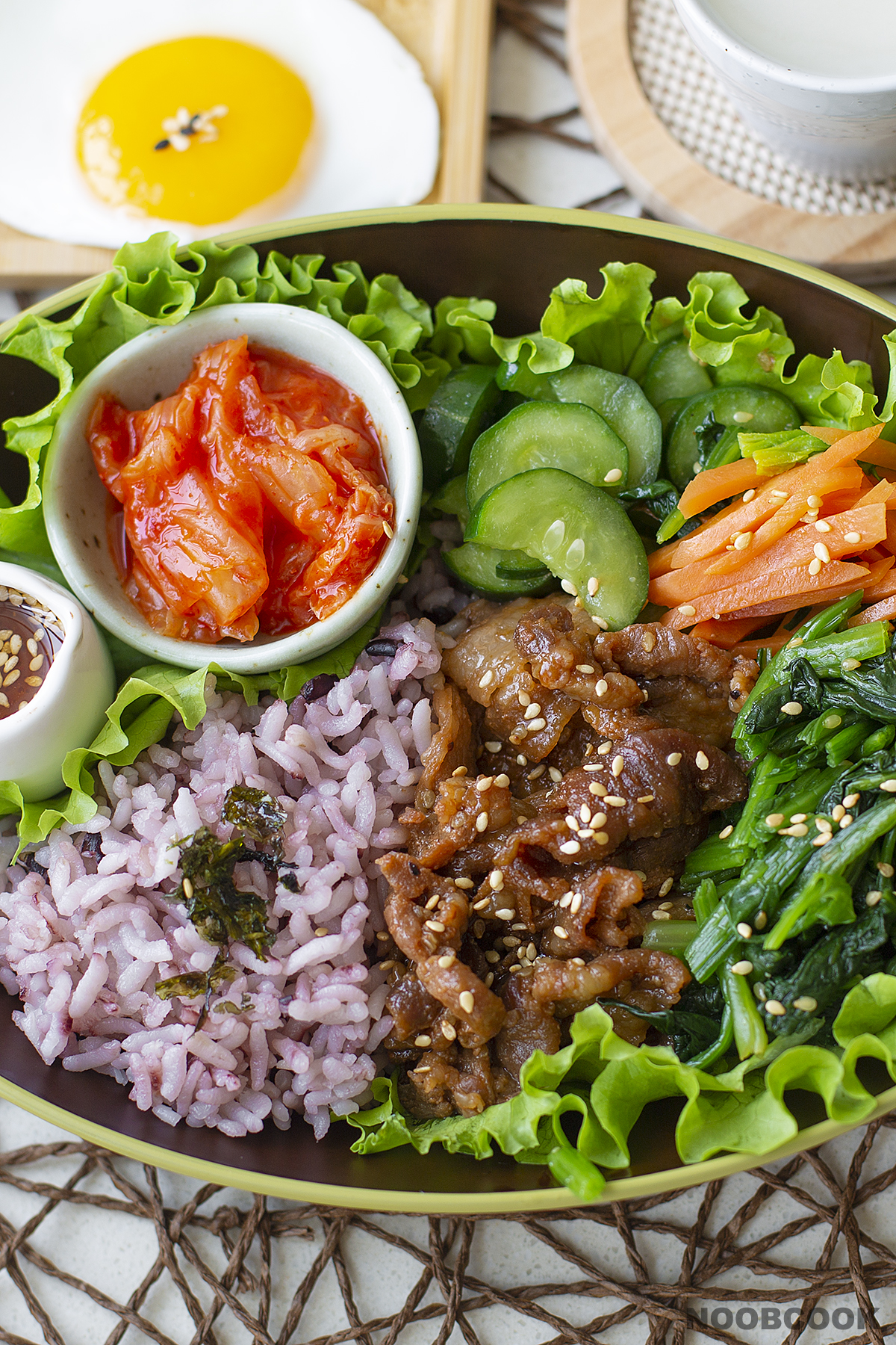 Purple Rice Bulgogi Bibimbap Recipe | NoobCook.com