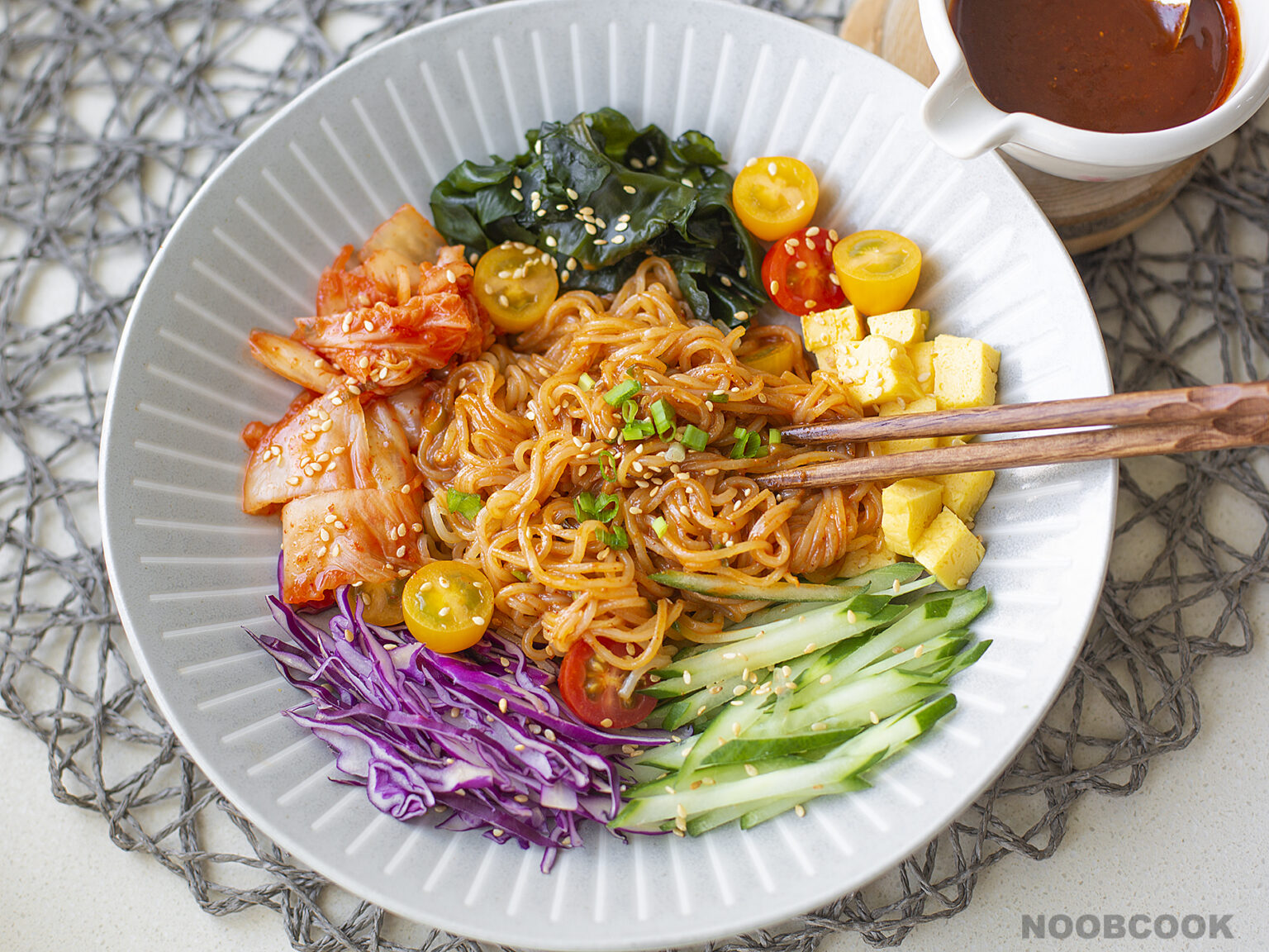 Low Carb Bibim Guksu | Korean Spicy Cold Mixed Noodles | Noob Cook