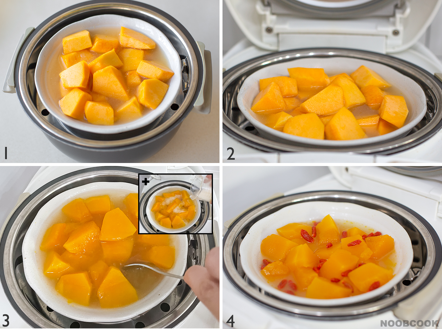 Rice Cooker Braised Pumpkin Recipe | NoobCook.com